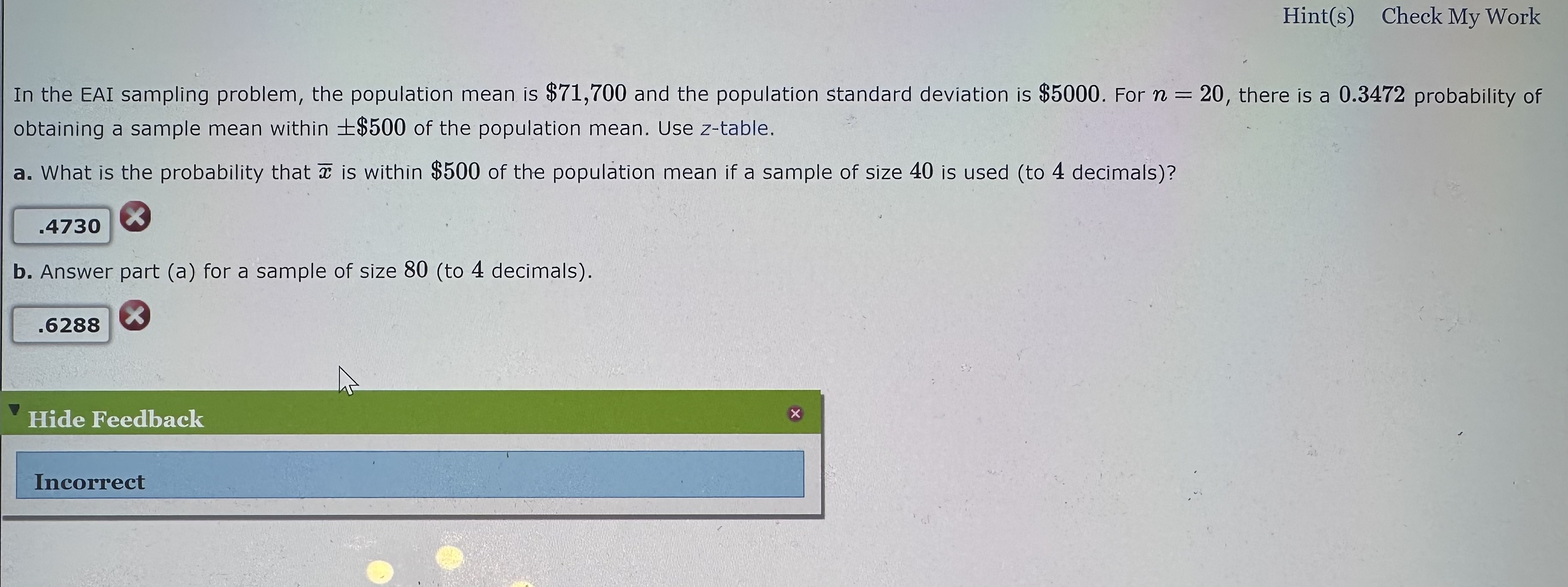 Solved Hint(s) ﻿Check My WorkIn the EAI sampling problem, | Chegg.com