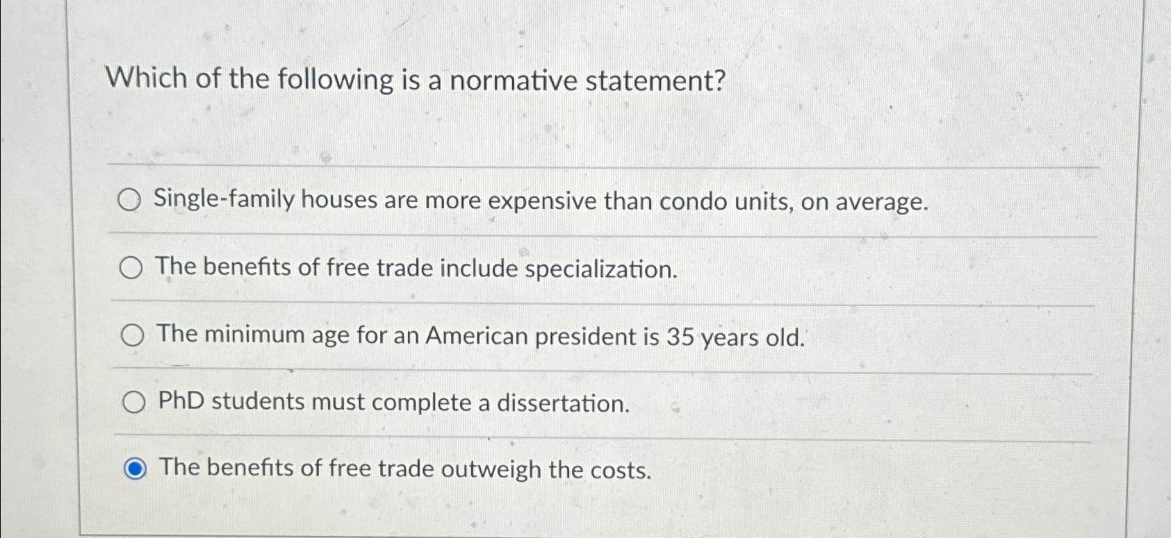 Solved Which of the following is a normative | Chegg.com