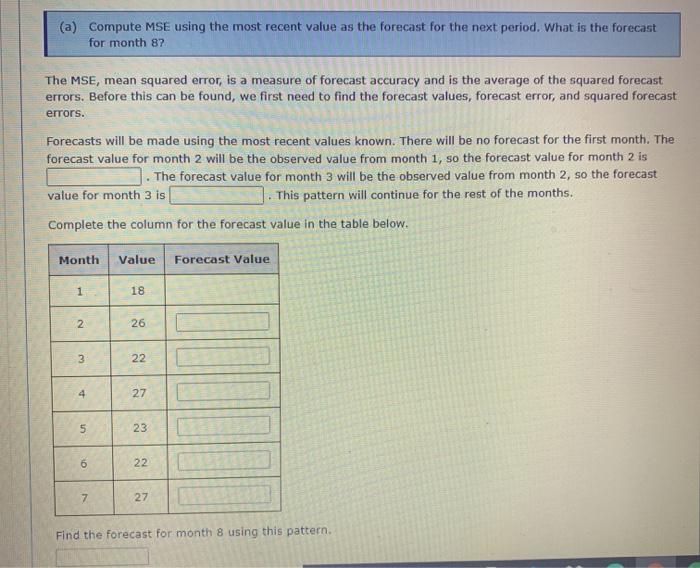 Solved Tutorial Exercise Consider the following time series | Chegg.com