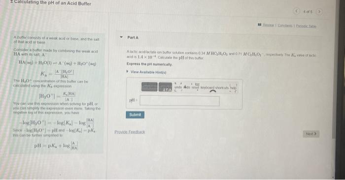 Solved ± Calculating the pH of an Acid Buffer A buffer | Chegg.com