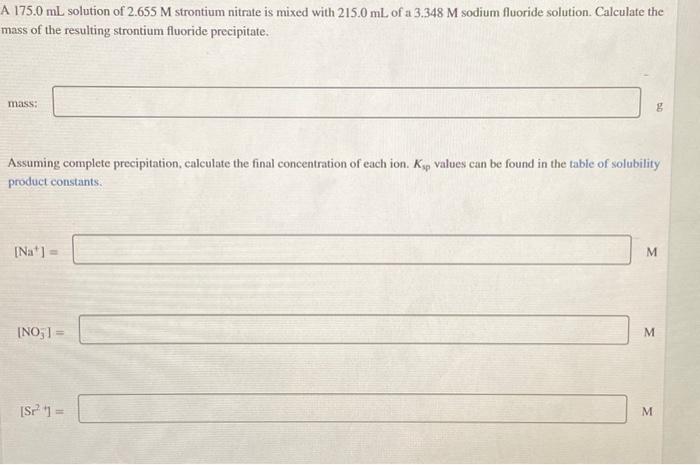 Solved A 175.0 mL solution of 2.655M strontium nitrate is | Chegg.com