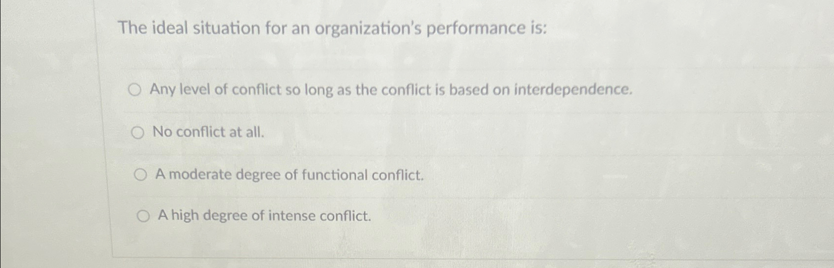 Solved The ideal situation for an organization's performance | Chegg.com