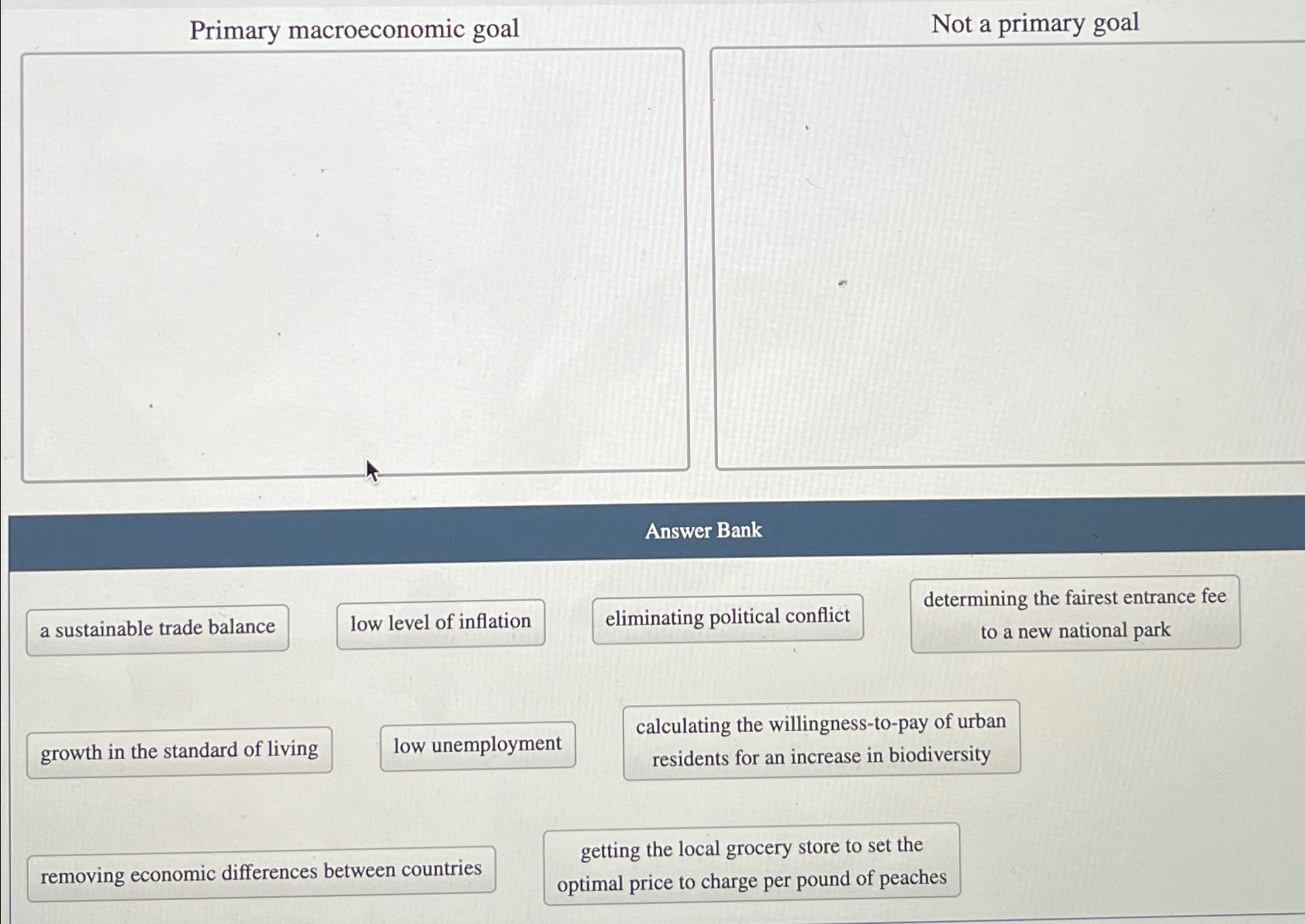 Solved Primary macroeconomic goalNot a primary goalAnswer | Chegg.com
