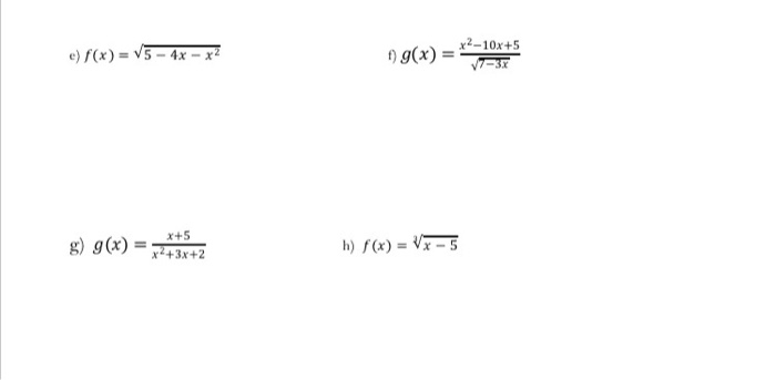 Solved algebraically find the domain of each function, and | Chegg.com