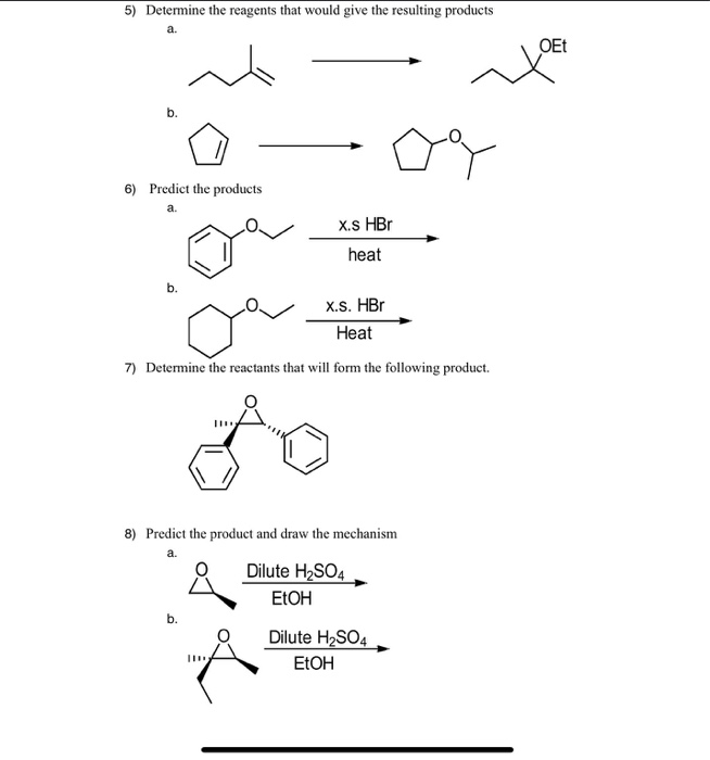 Solved ethers and epoxides worksheet. please answer 1-9!! in | Chegg.com