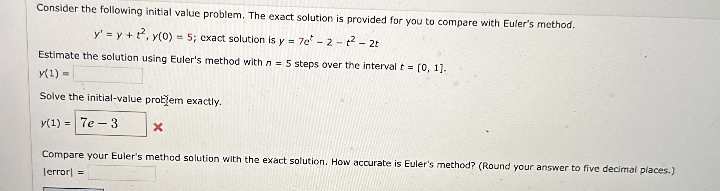 Solved Consider the following initial value problem. The | Chegg.com