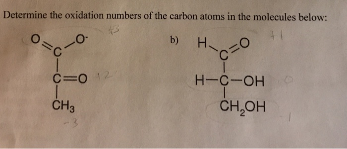 Solved Determine the oxidation numbers of the carbon atoms | Chegg.com
