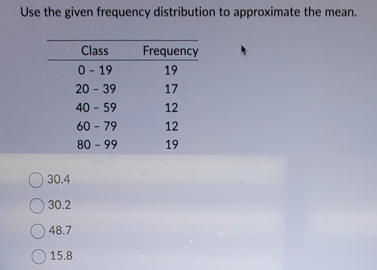 Solved Use the given frequency distribution to approximate | Chegg.com