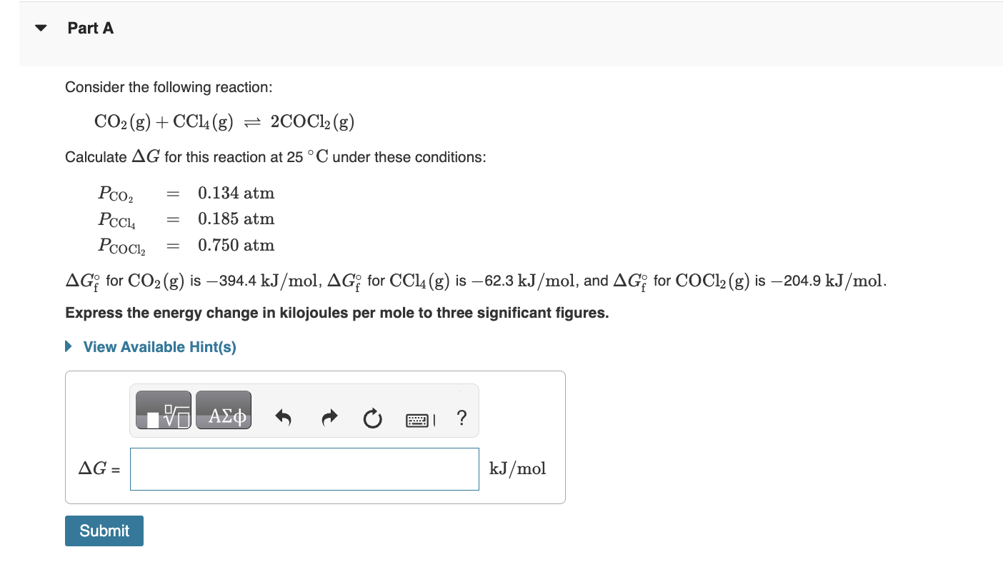 Solved Part AConsider the following | Chegg.com