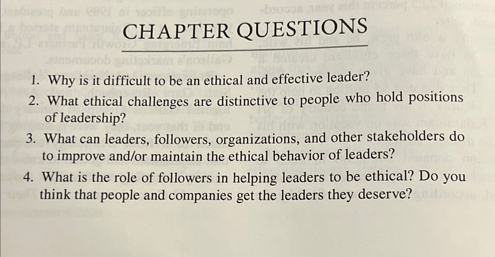 Solved CHAPTER QUESTIONSWhy is it difficult to be an ethical | Chegg.com