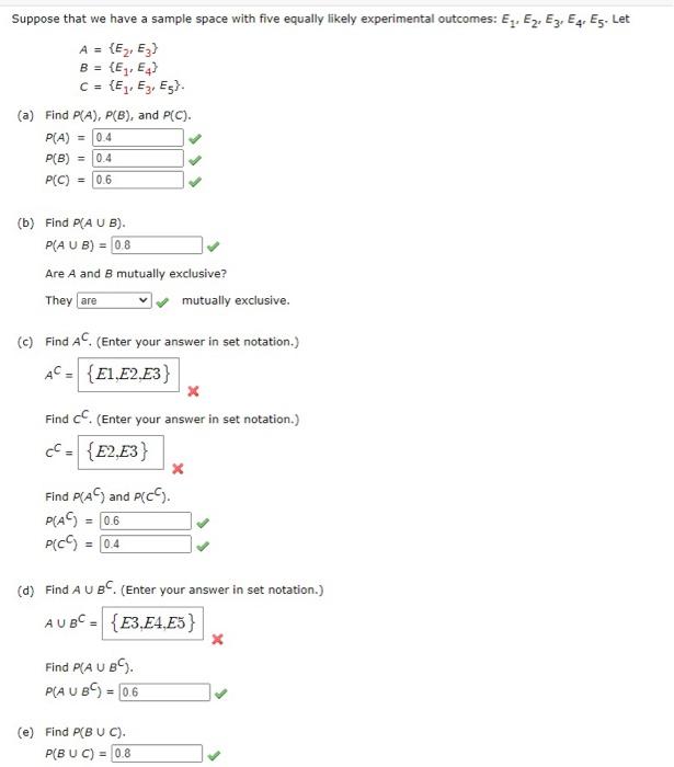 Solved Suppose That We Have A Sample Space With Five Equally