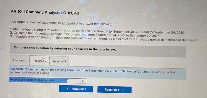 Solved AA 10-1 Company Analysis LO A1, A2 Use Apple's | Chegg.com Solved AA 10-1 Company Analysis LO A1, A2 Use Apple's | Chegg.com