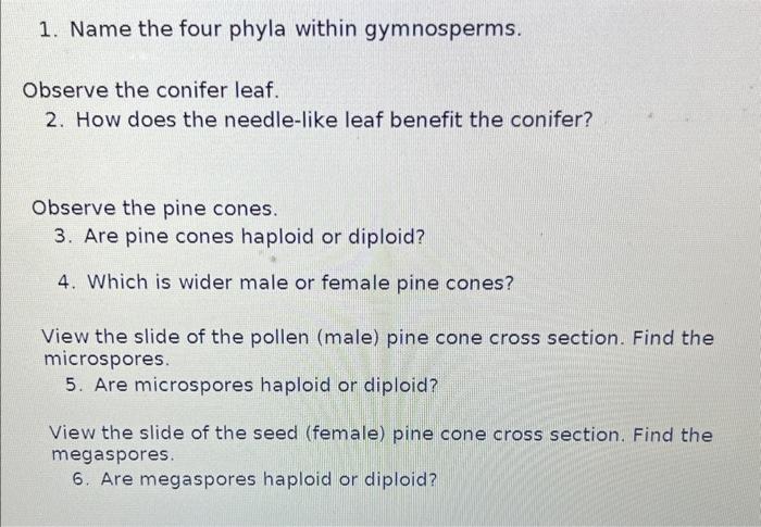 Solved Plant Lab Learning Objectives Seedless Plants - | Chegg.com