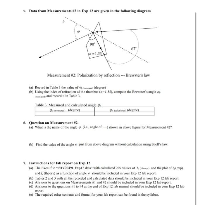 Provided data for Exp 12 and instructions for data | Chegg.com