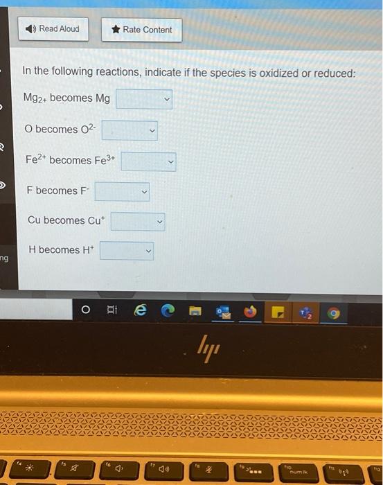 Solved Read Aloud Rate Content In the following reactions, | Chegg.com