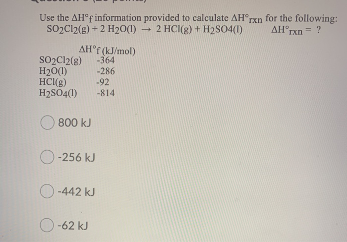Solved Use the AHºf information provided to calculate AH°rxn | Chegg.com