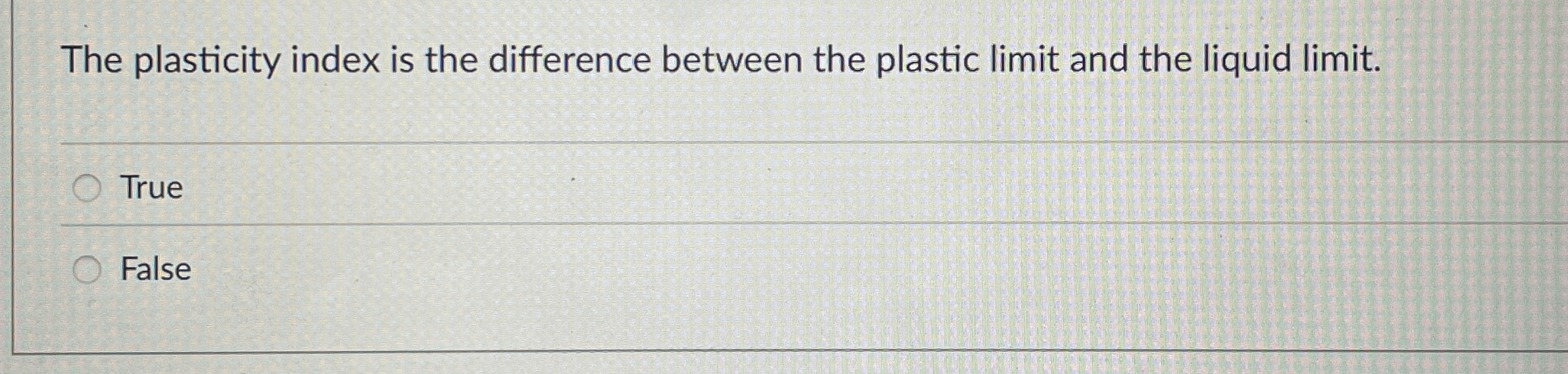 Solved The plasticity index is the difference between the | Chegg.com