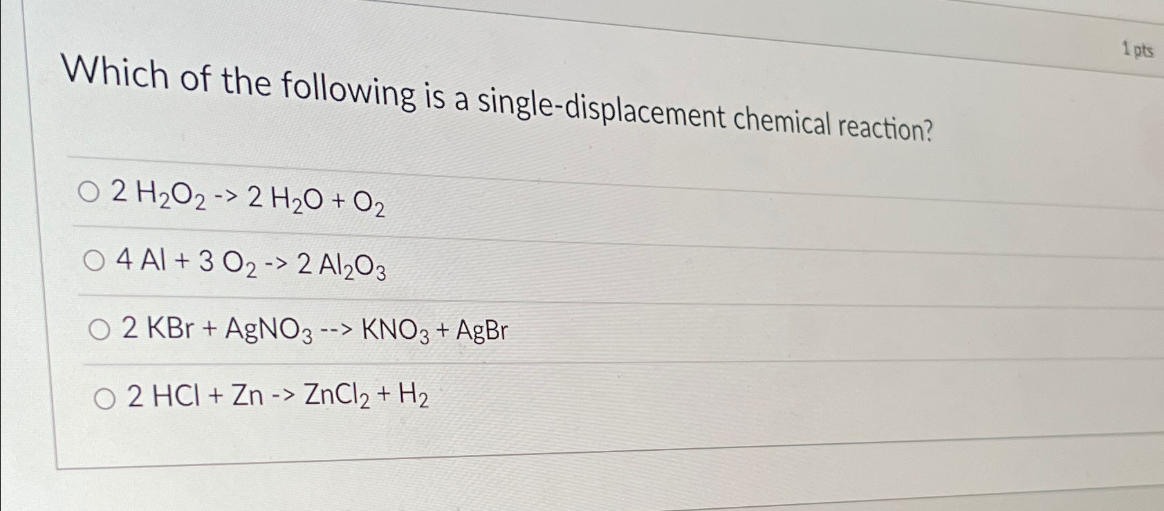 Solved Which of the following is a single-displacement | Chegg.com