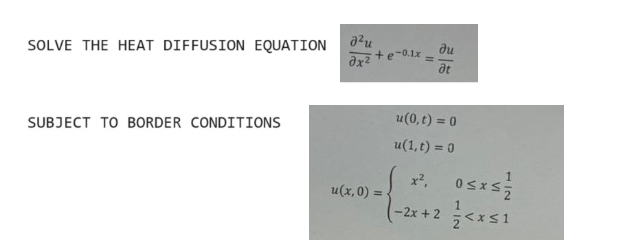 Solved SOLVE THE HEAT DIFFUSION EQUATION | Chegg.com