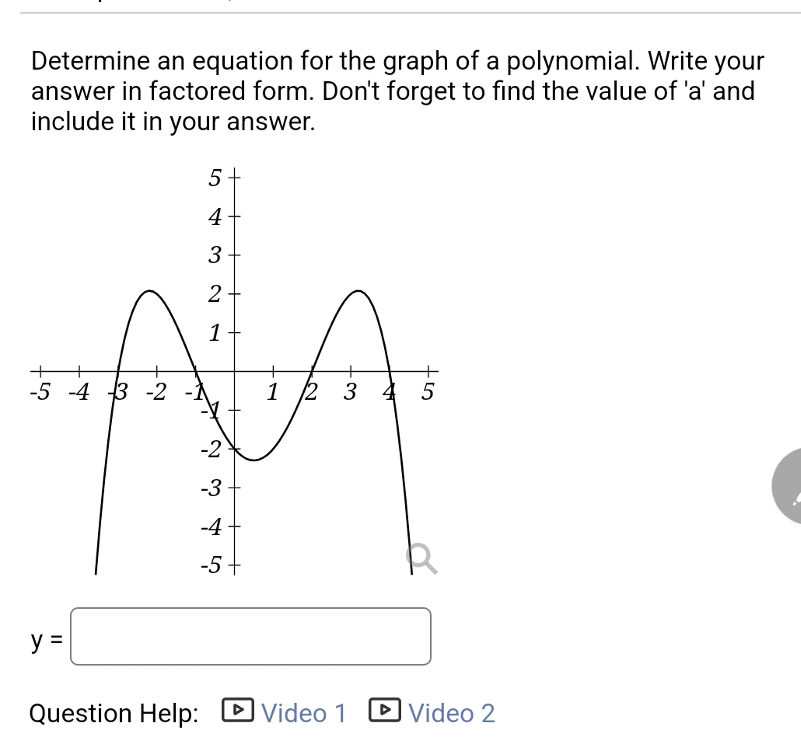 Solved Determine an equation for the graph of a polynomial. | Chegg.com