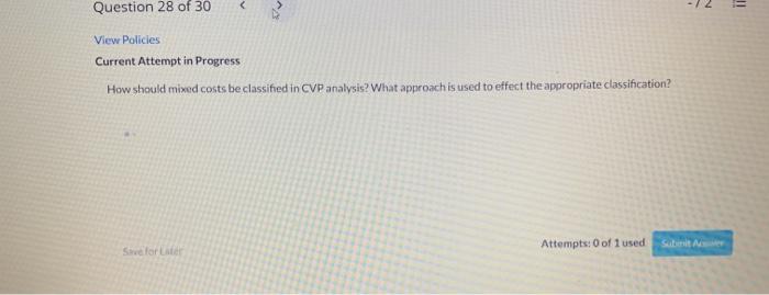 Solved = Question 28 of 30 B View Policies Current Attempt | Chegg.com