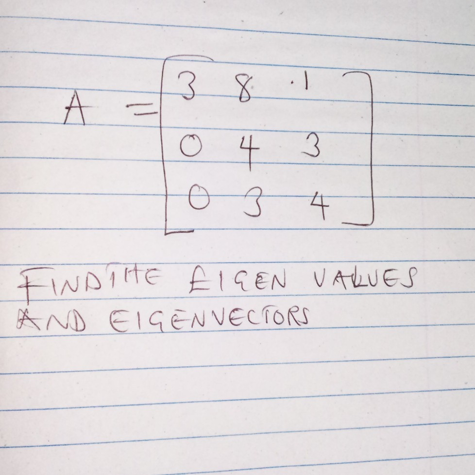 Solved Find the eigen values and eigen Vectors for the | Chegg.com