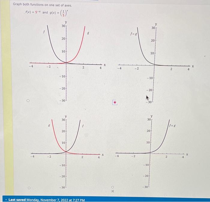 Solved Graph Both Functions On One Set Of Axes