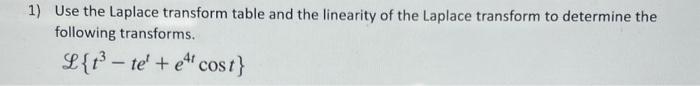 Solved 1) Use the Laplace transform table and the linearity | Chegg.com