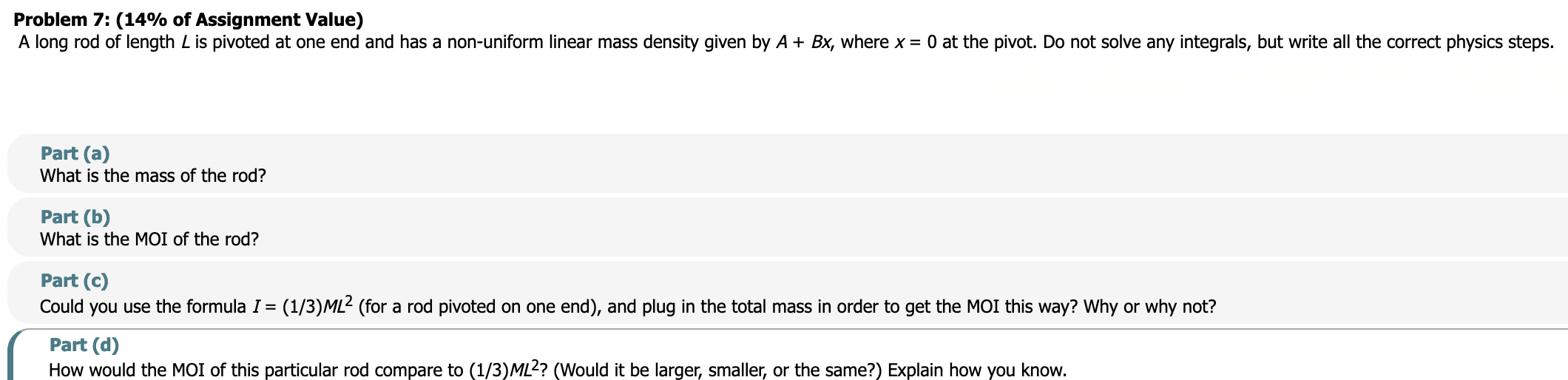 Solved by an EXPERT Problem 7: (14\% ﻿of Assignment Value)A long rod of | Chegg.com