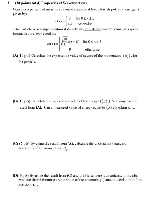 Solved 3. (30 points total) Properties of Wavefunctions | Chegg.com