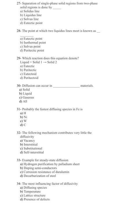 Solved 27. Separation of single-phase solid regions from | Chegg.com