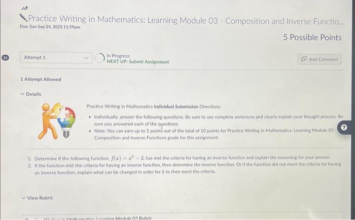 Solved Practice Writing in Mathematics: Learning Module 03 - | Chegg.com