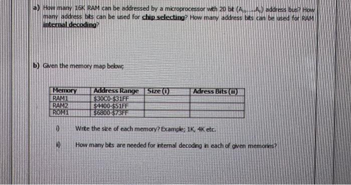Solved a) How many 16K RAM can be addressed by a | Chegg.com