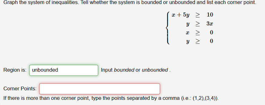Solved Graph the system of ﻿inequalities. Tell whether the | Chegg.com
