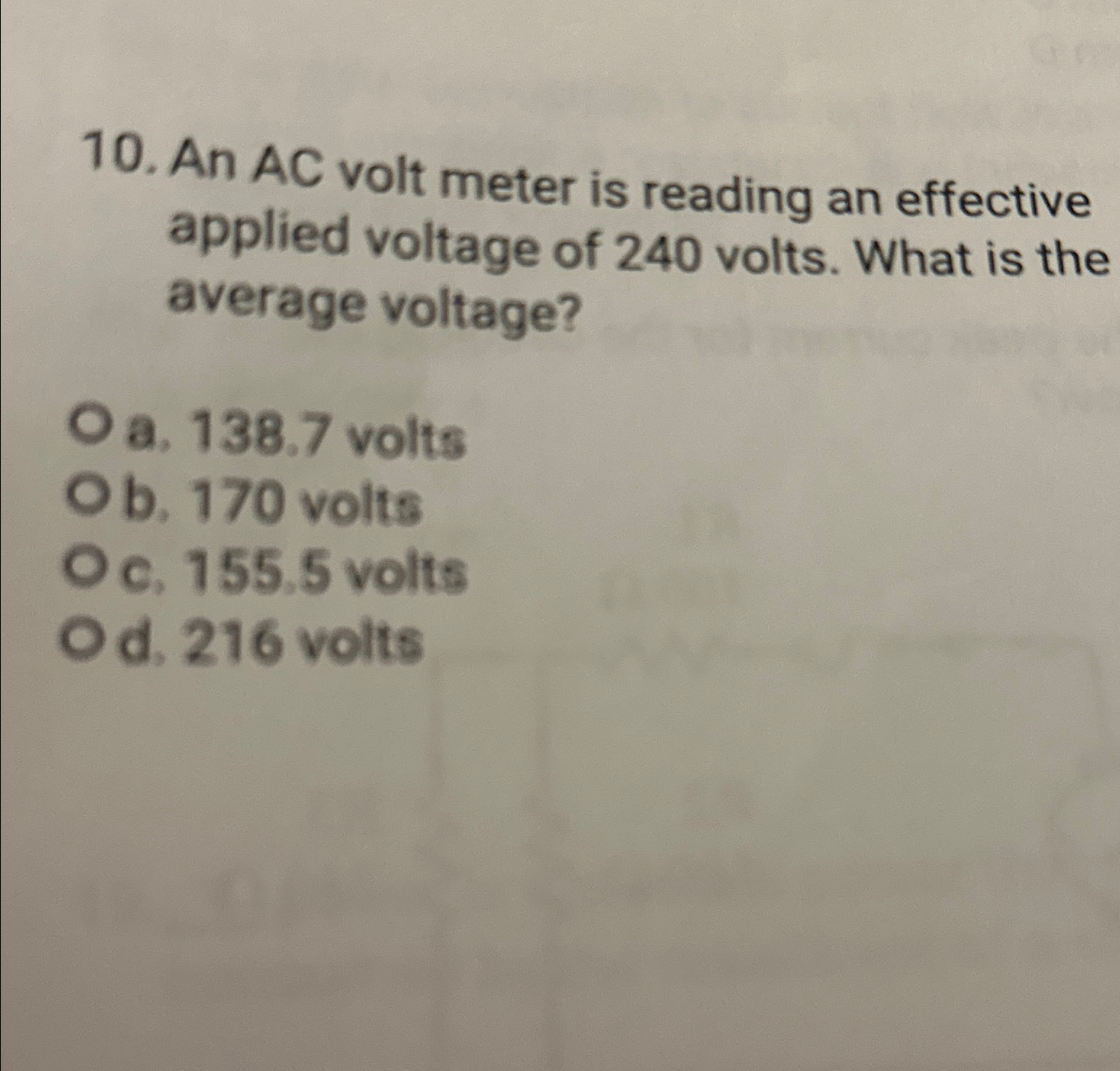 Solved An AC volt meter is reading an effective applied | Chegg.com
