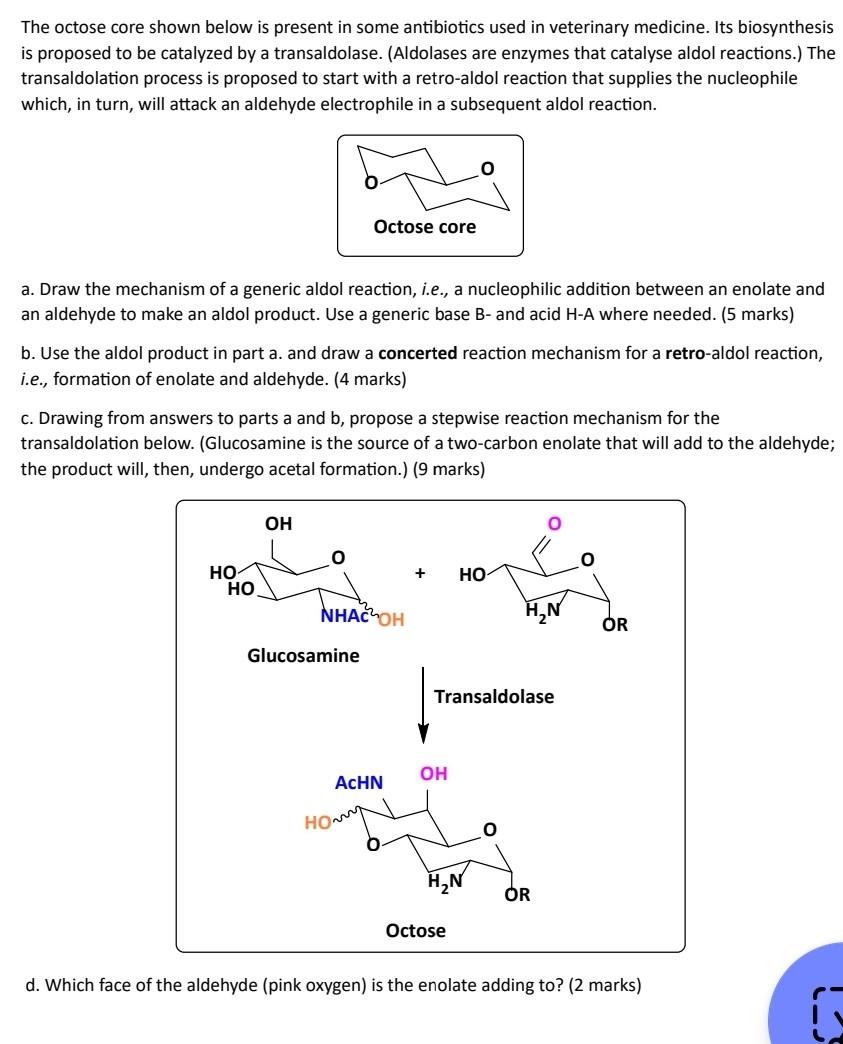 The octose core shown below is present in some | Chegg.com