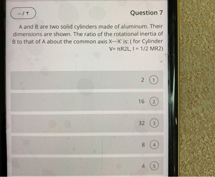Solved Question 7 A and B are two solid cylinders made of | Chegg.com