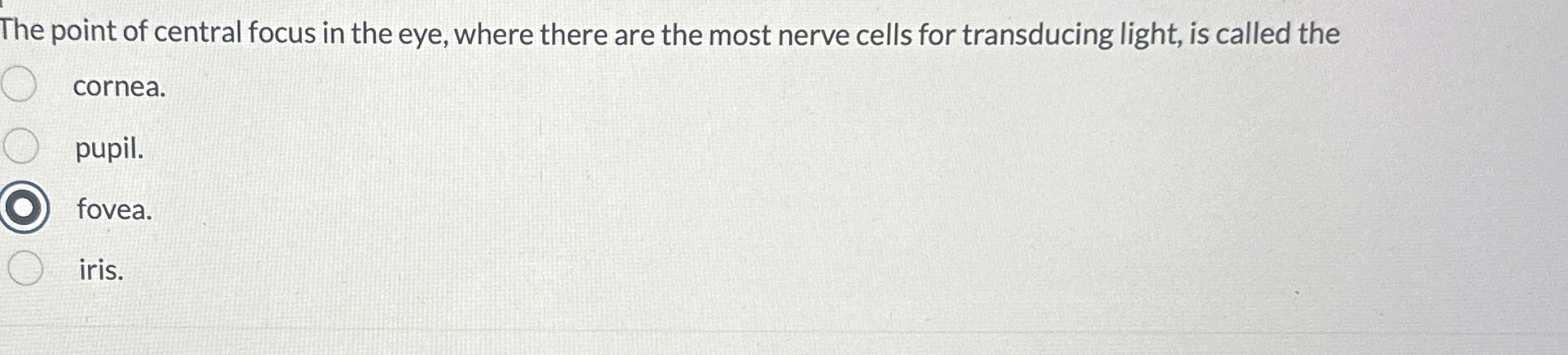 Solved The point of central focus in the eye, where there | Chegg.com