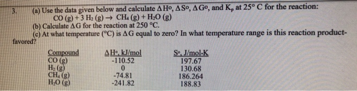 Solved (a) Use the data given below and calculate A Hº, ASO, | Chegg.com