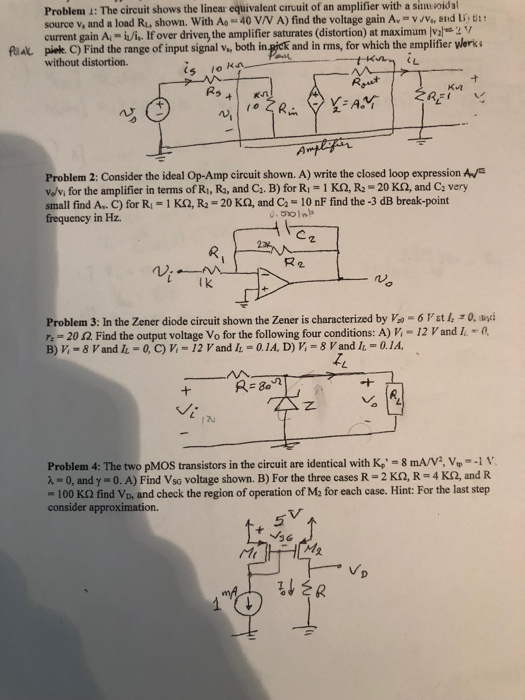 Solved Problem 1: The circuit shows the linear equivalent | Chegg.com
