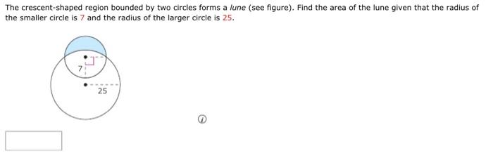 Solved The crescent-shaped region bounded by two circles | Chegg.com