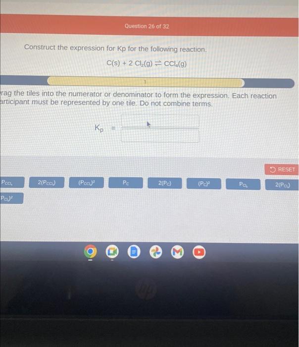 Solved Pccl PCL)² Construct the expression for Kp for the | Chegg.com