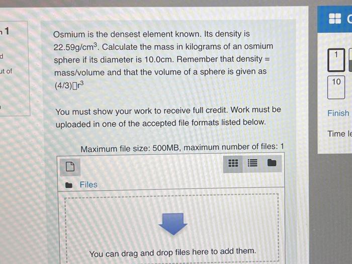 Solved C 71 d Osmium is the densest element known. Its | Chegg.com