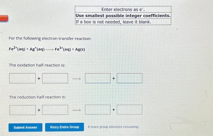 Solved For the following electron-transfer reaction: | Chegg.com