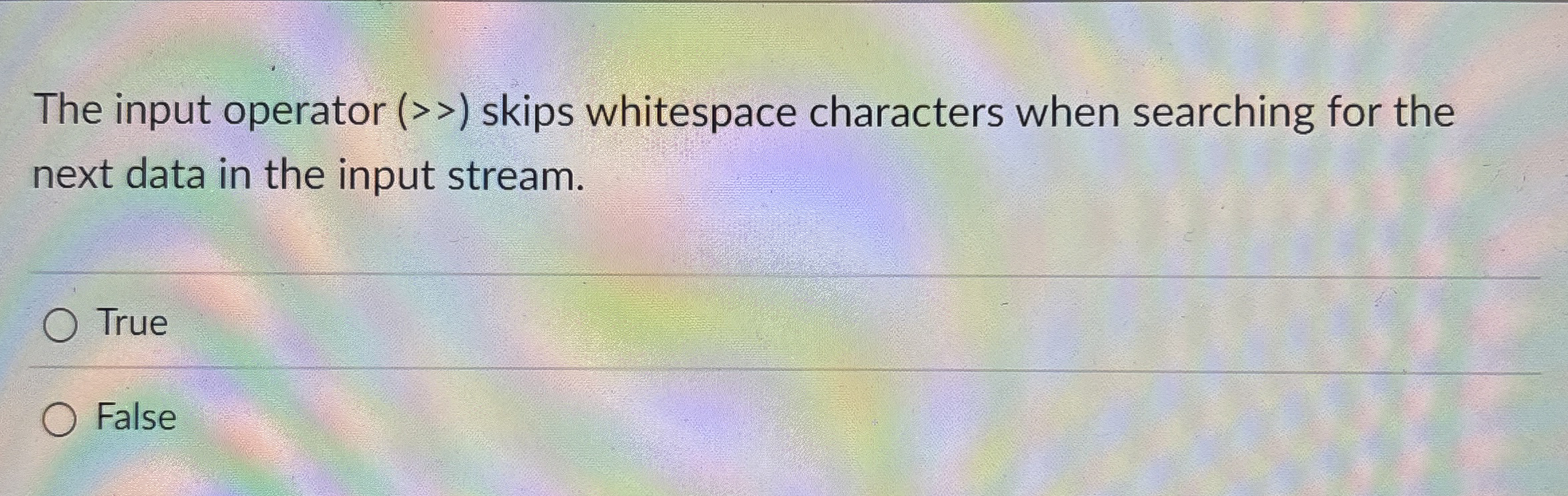Solved The input operator (>>) ﻿skips whitespace characters | Chegg.com