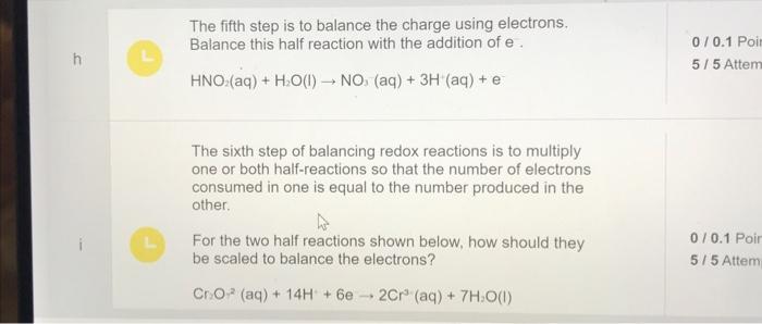 Solved Complete the stepwise process of balancing the | Chegg.com