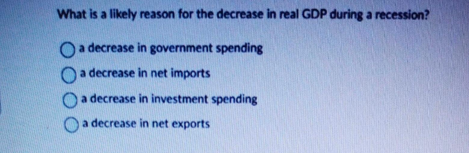 Solved What is a likely reason for the decrease in real GDP | Chegg.com