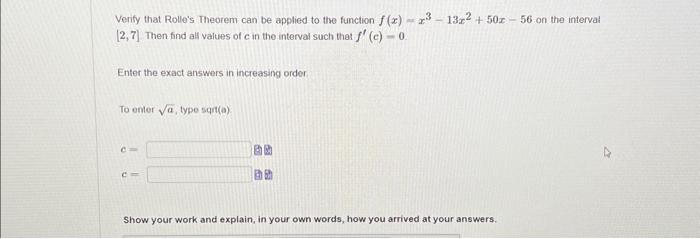Solved Verify that Rolle's Theorem can be applied to the | Chegg.com