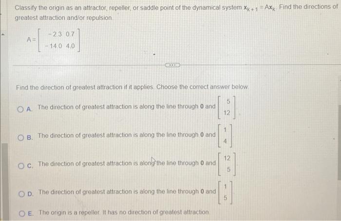 Solved Classify the origin as an attractor, repeller, or | Chegg.com