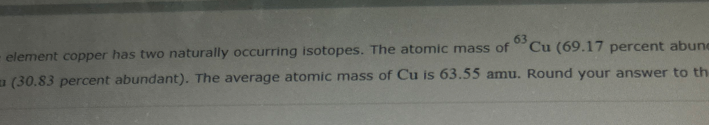 Solved element copper has two naturally occurring isotopes. | Chegg.com